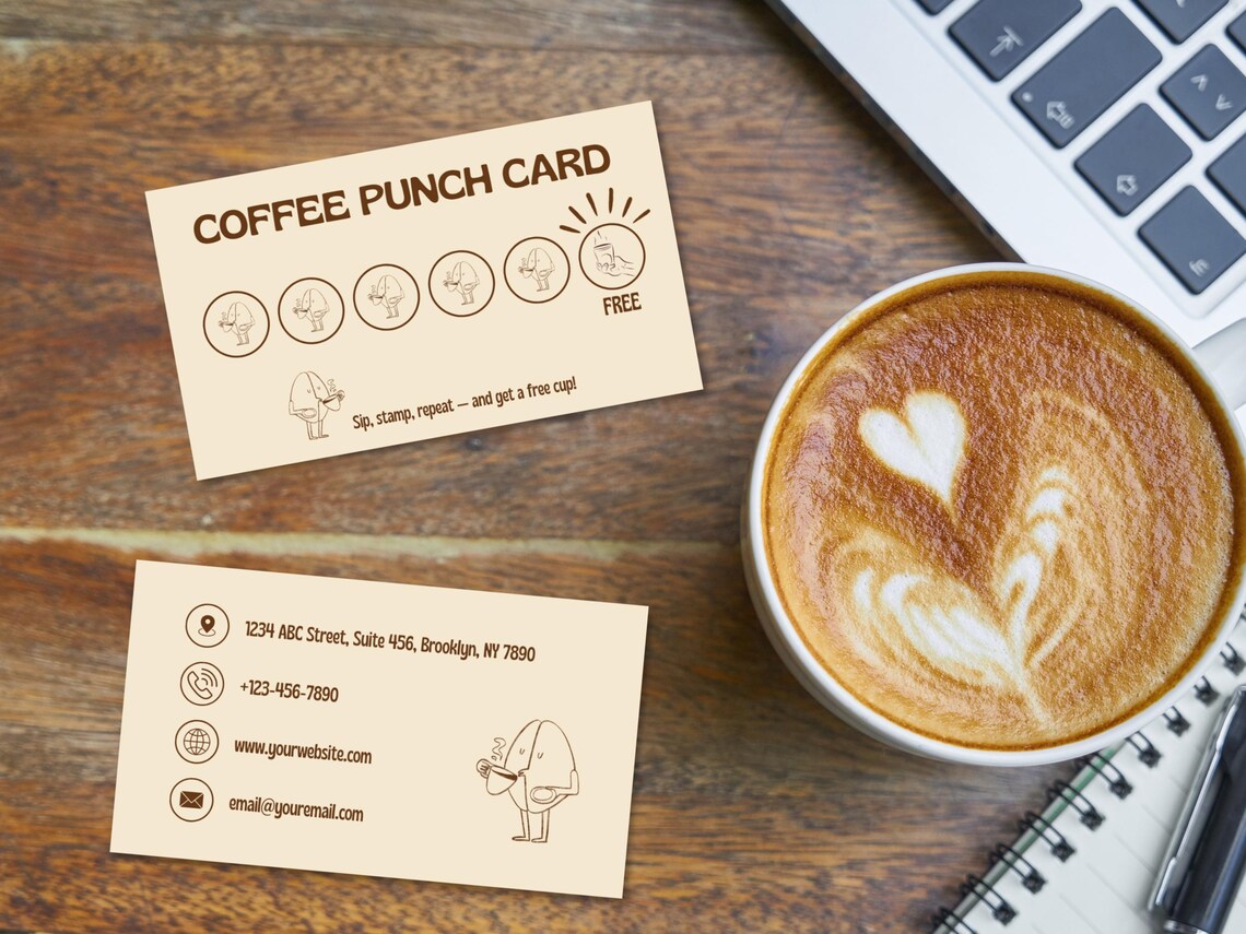 Canva Template Coffee Shop, Coffee Money and Customer Punch Card ...