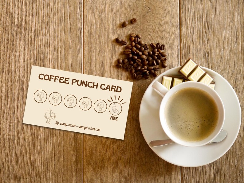Canva Template Coffee Shop, Coffee Money and Customer Punch Card ...