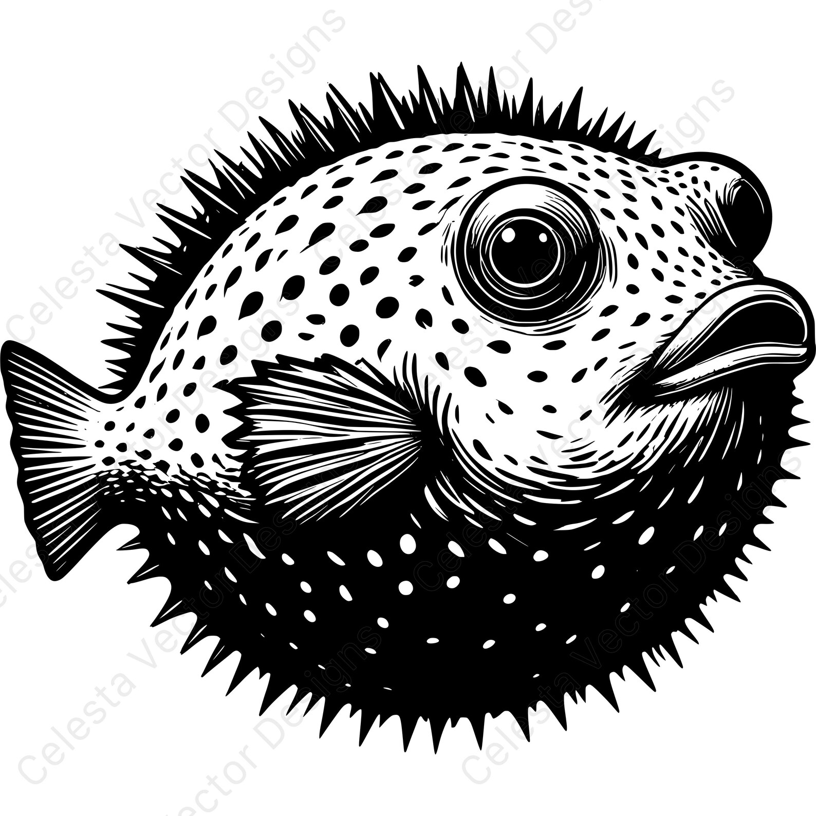 Pufferfish Clipart Vector Set - 4 Digital Download Images Svg Png Jpg ...