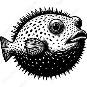 Pufferfish Clipart Vector Set - 4 Digital Download Images Svg Png Jpg ...