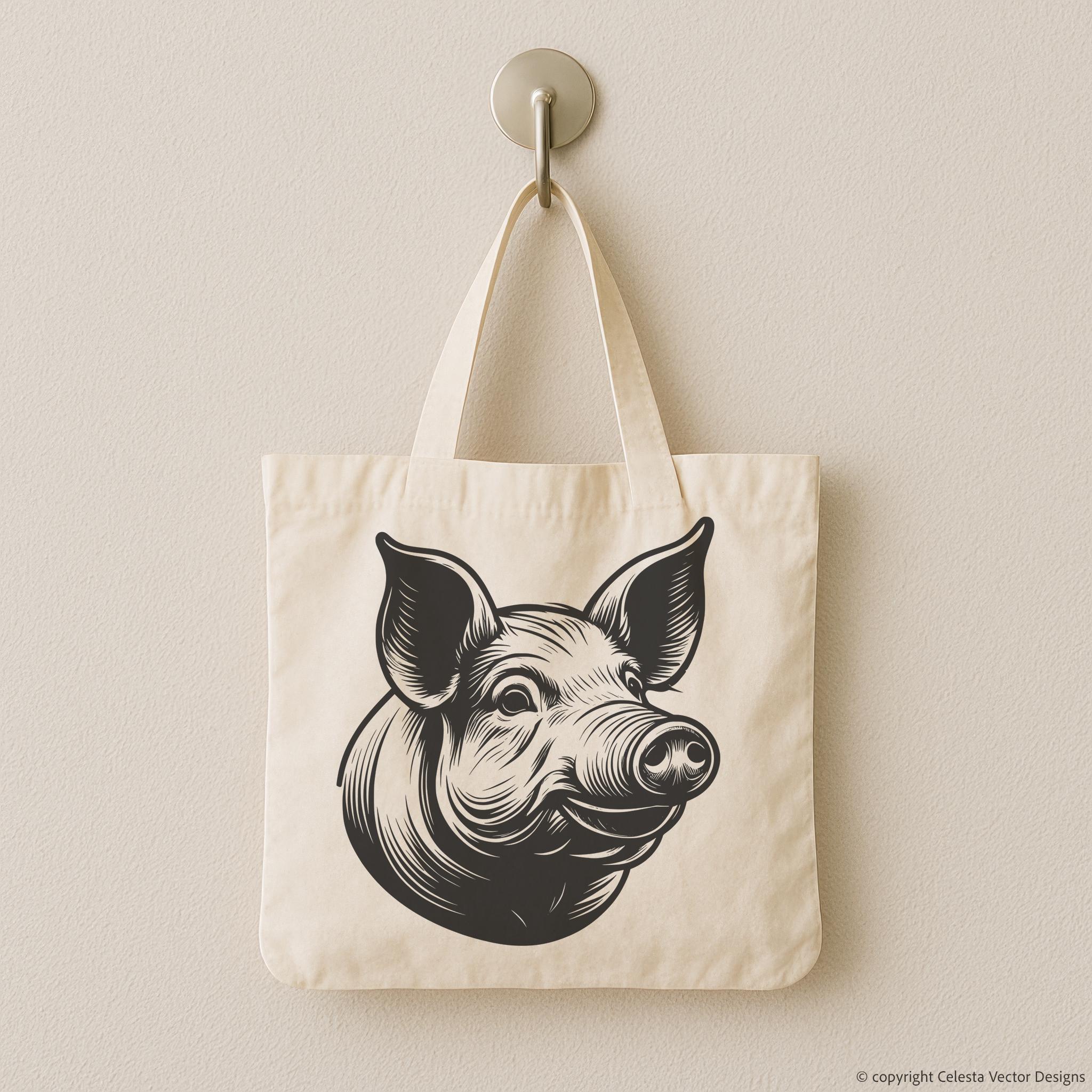Pig Portrait Vector Clipart Set of 4 Images Digital Download for Cricut ...
