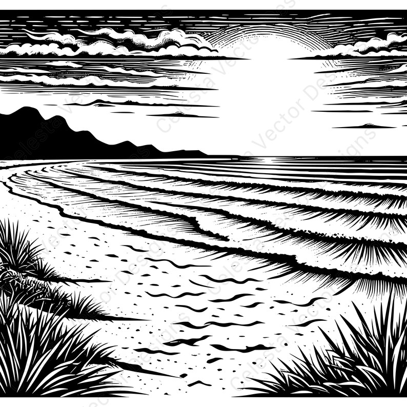 Beach Scape Vector Clipart Digital Download - 4 Images in Svg, Png, Jpg ...