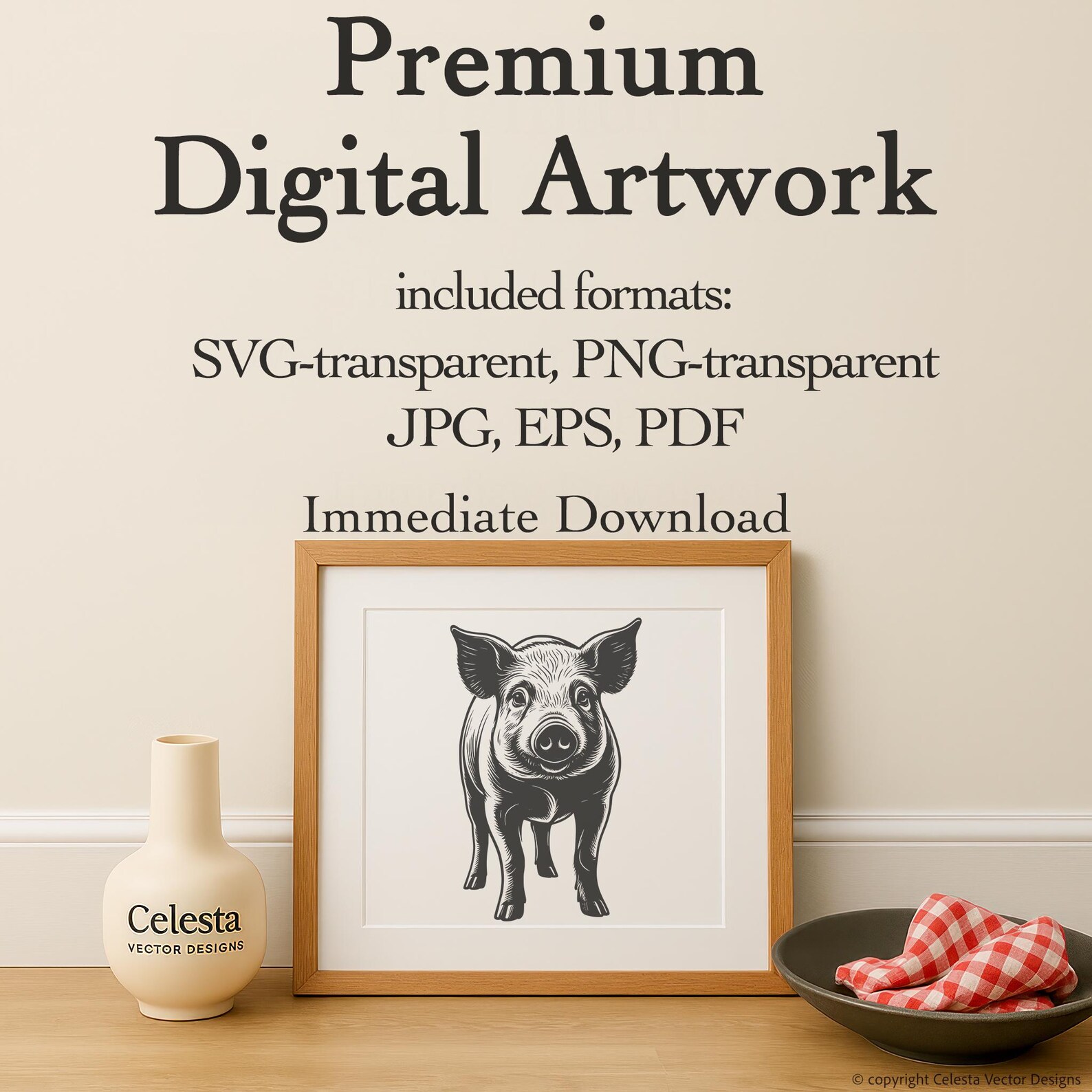 Pig Portrait Clipart Set - 4 Vector Images, Digital Download for Cricut ...