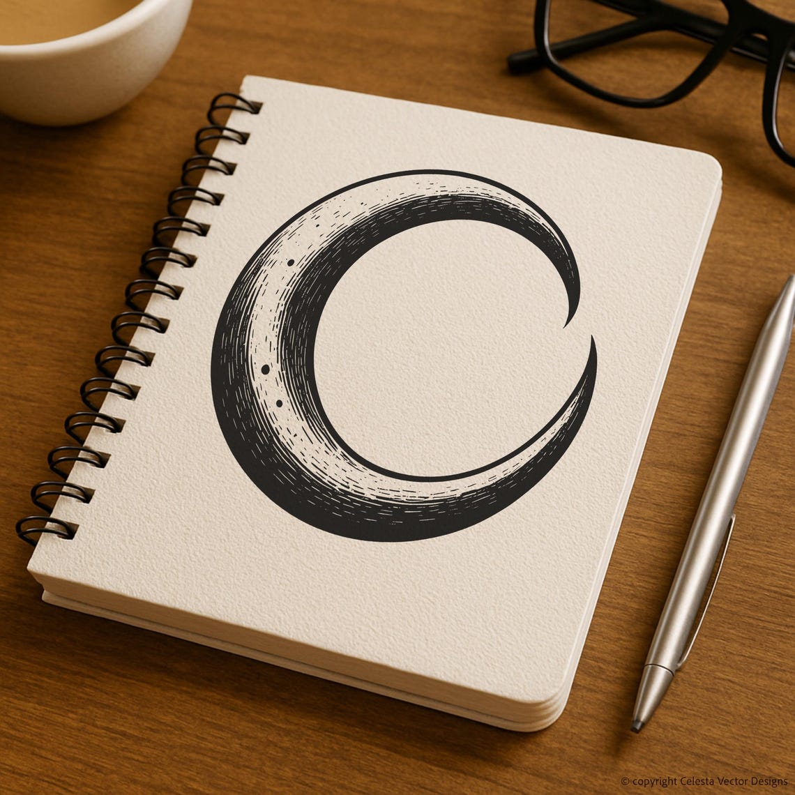 Crescent Moon Clipart Set of 4 Digital Download Svg Vector Files for ...
