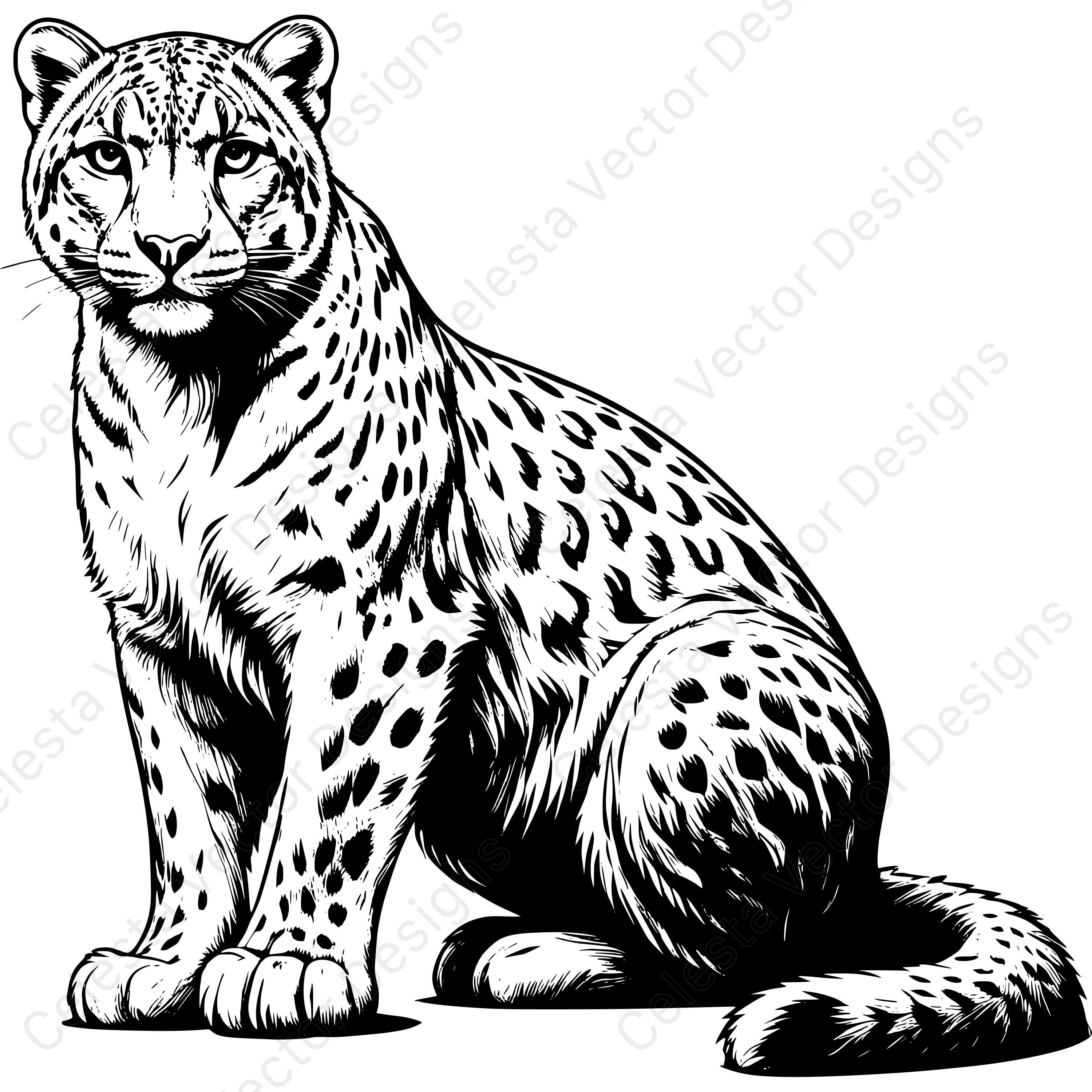 Snow Leopard Portrait Vector Clipart Digital Download - 4 Images Svg ...