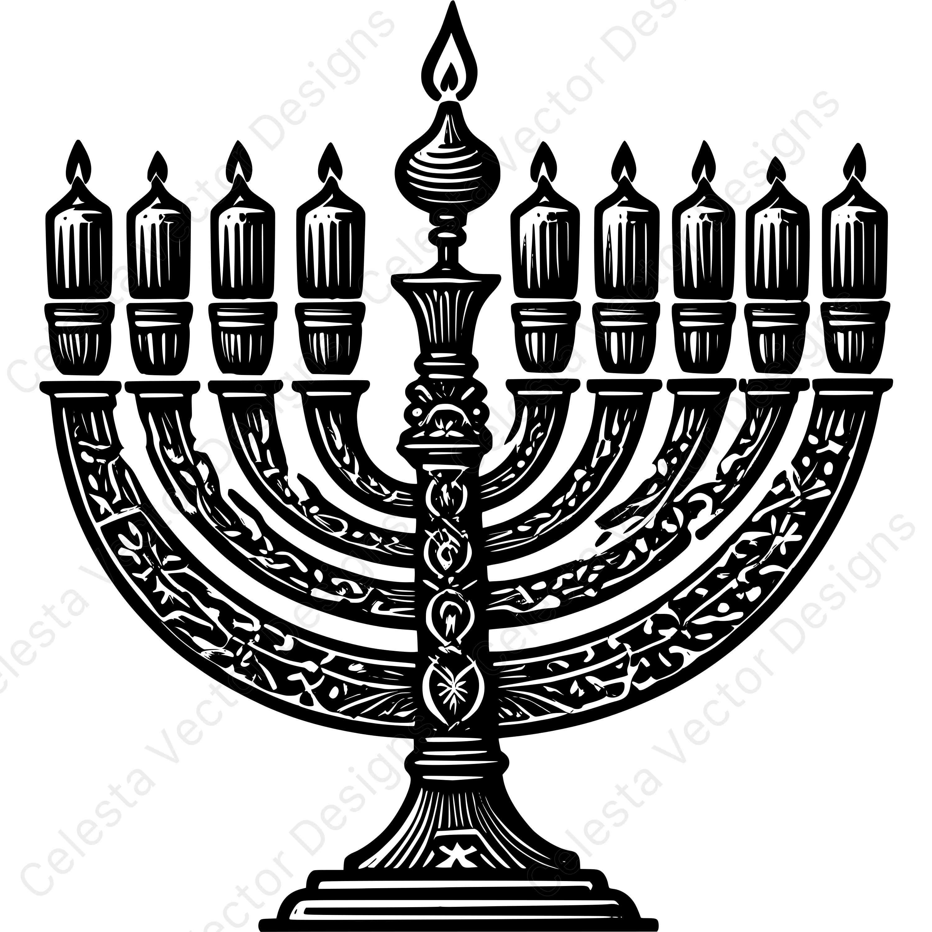 Menorah Vector Clipart Digital Download - 4 Images Svg Png Jpg Pdf Eps ...