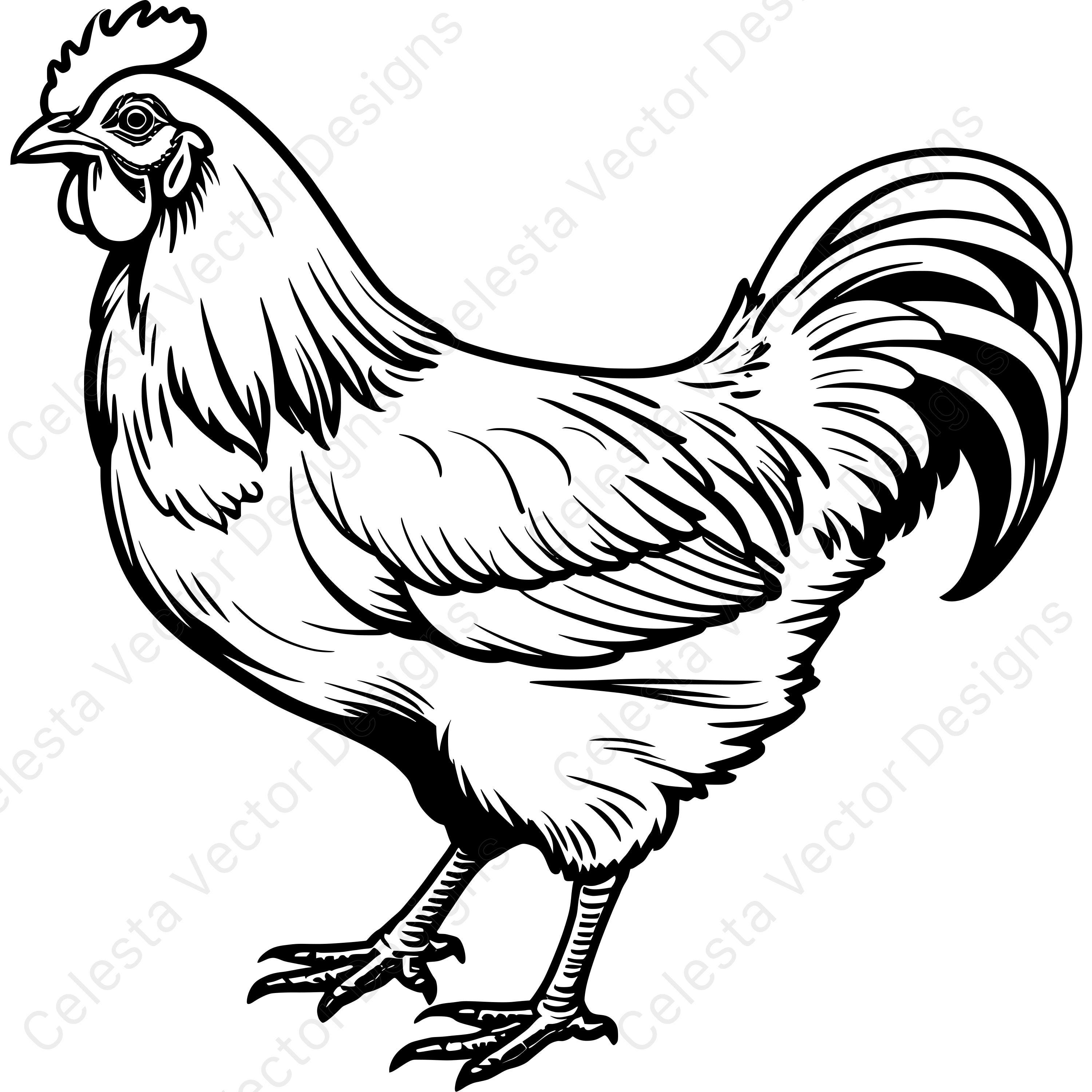 Farm Chicken Vector Clipart Set - 4 Digital Download Images for Cricut ...