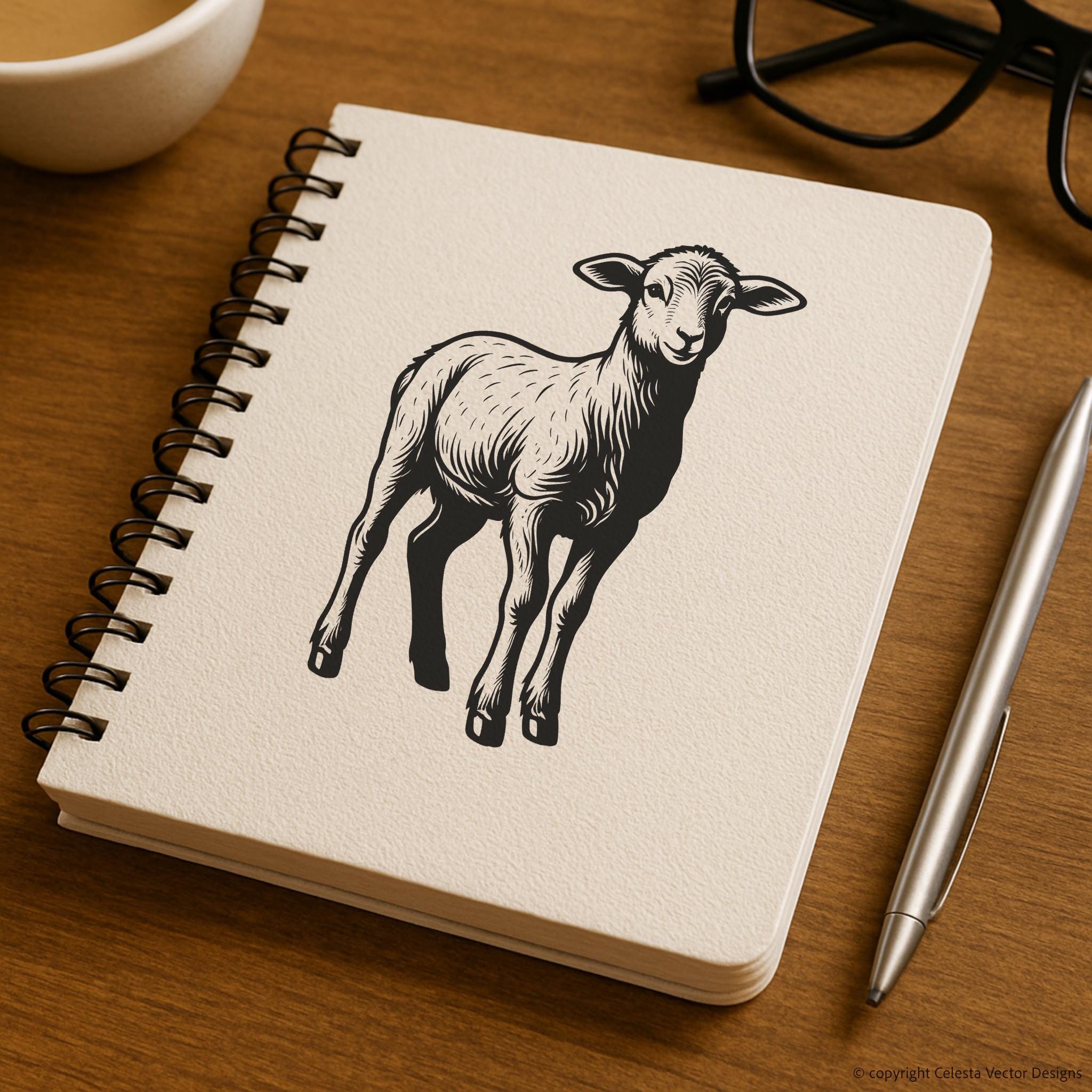 Lamb Portrait Clipart Set, 4 Vector Images for Digital Download, Svg ...