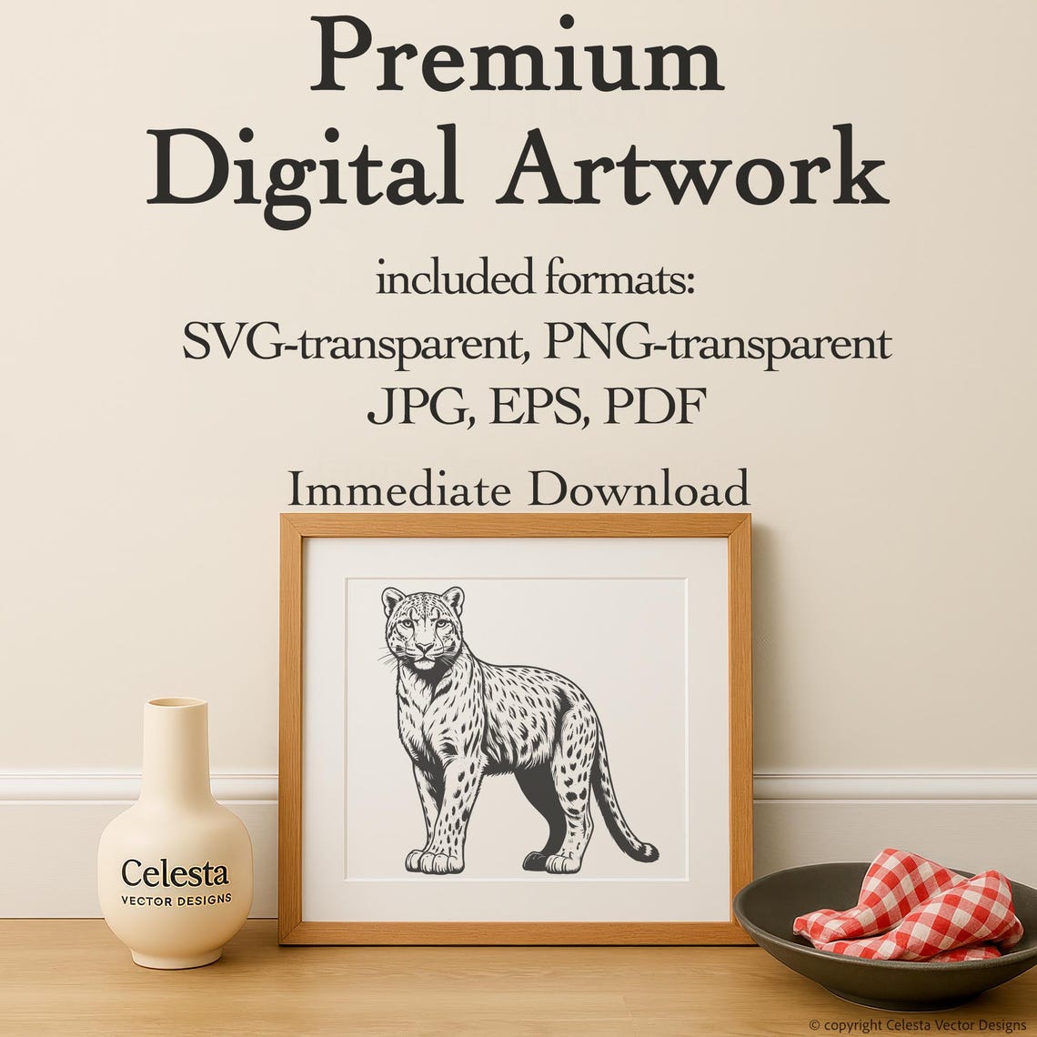 Snow Leopard Portrait Vector Clipart Digital Download - 4 Images Svg ...
