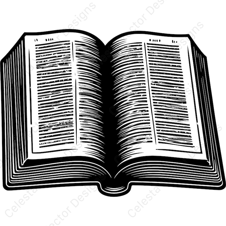 Open Bible Vector Clipart Set of 4 Images for Digital Download Svg Png ...