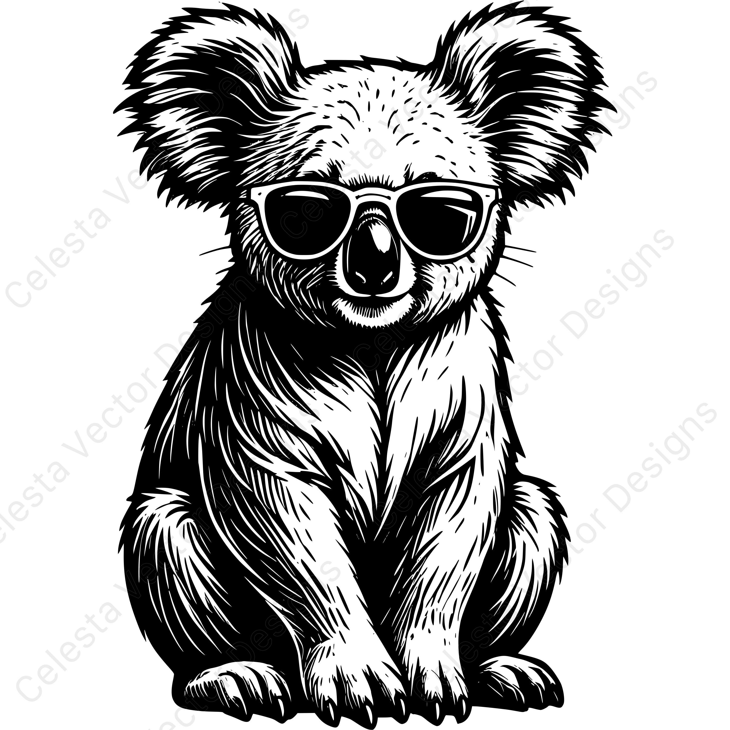 Koala Full Body Portrait With Cool Sunglasses Vector Clipart - 4 ...