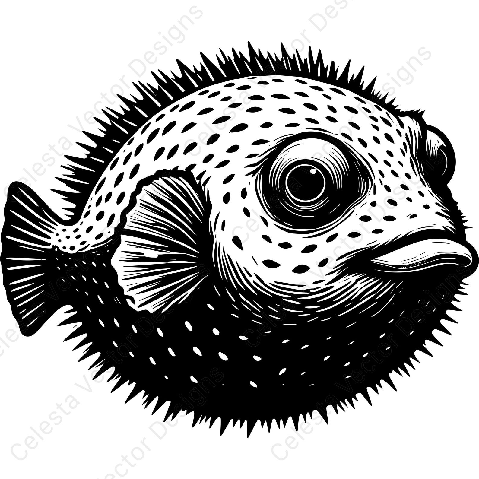 Pufferfish Clipart Vector Set - 4 Digital Download Images Svg Png Jpg ...
