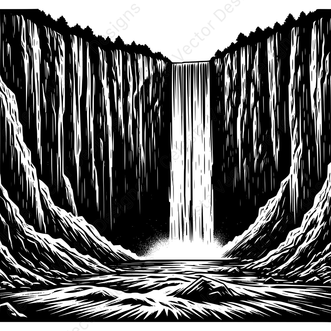 Waterfall Vector Clipart Set of 4 Images for Digital Download Svg Png ...