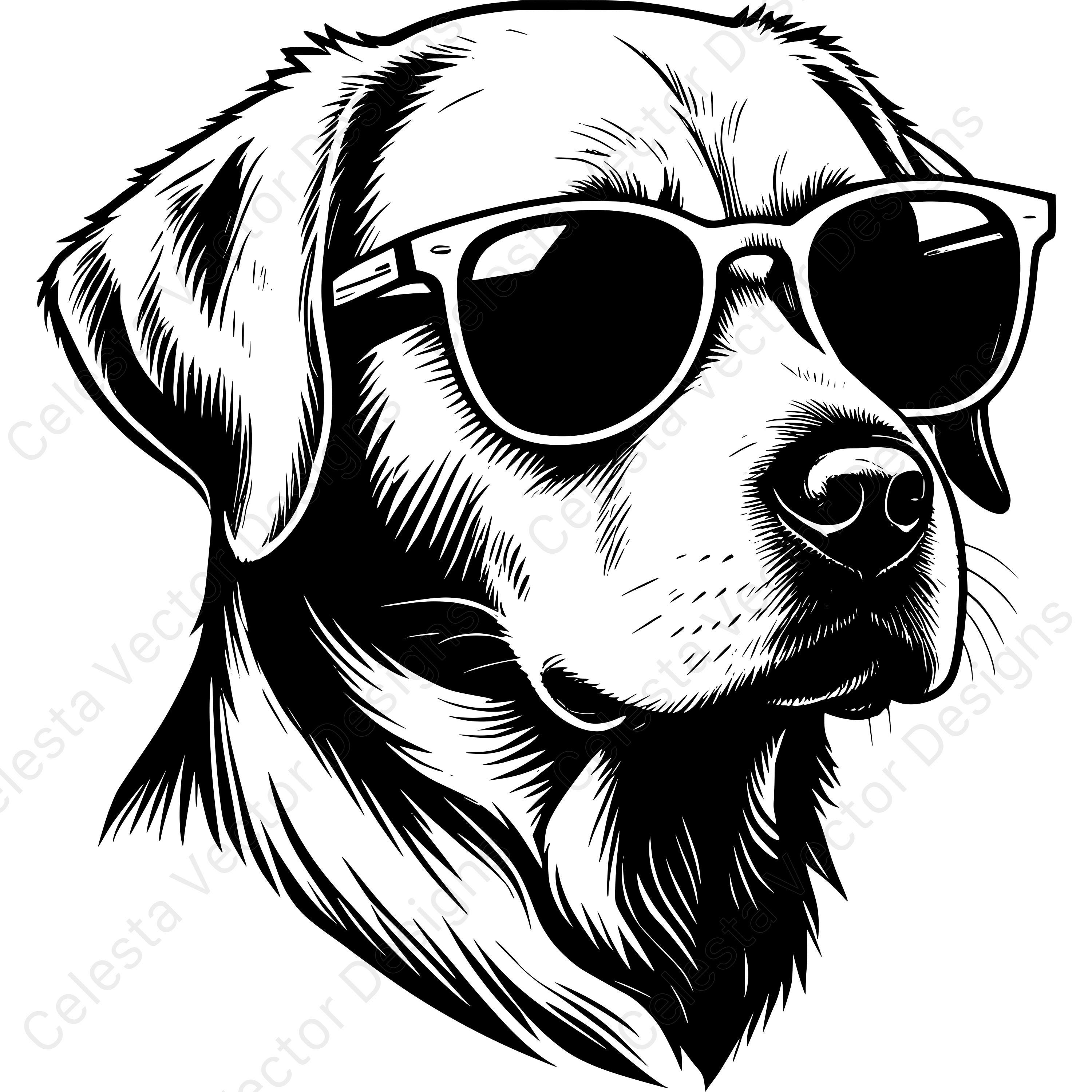 Labrador Retriever Portrait With Cool Sunglasses Vector Clipart Digital ...