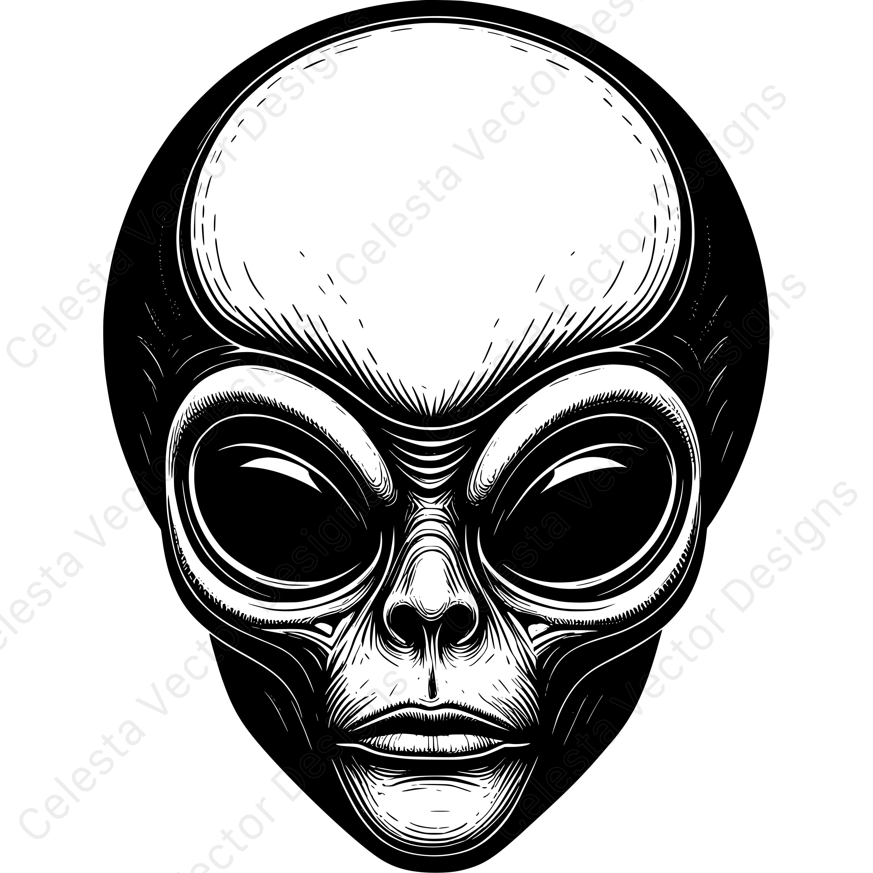 Alien Head Clipart Set of 4 Vector Images for Digital Download Svg Png ...