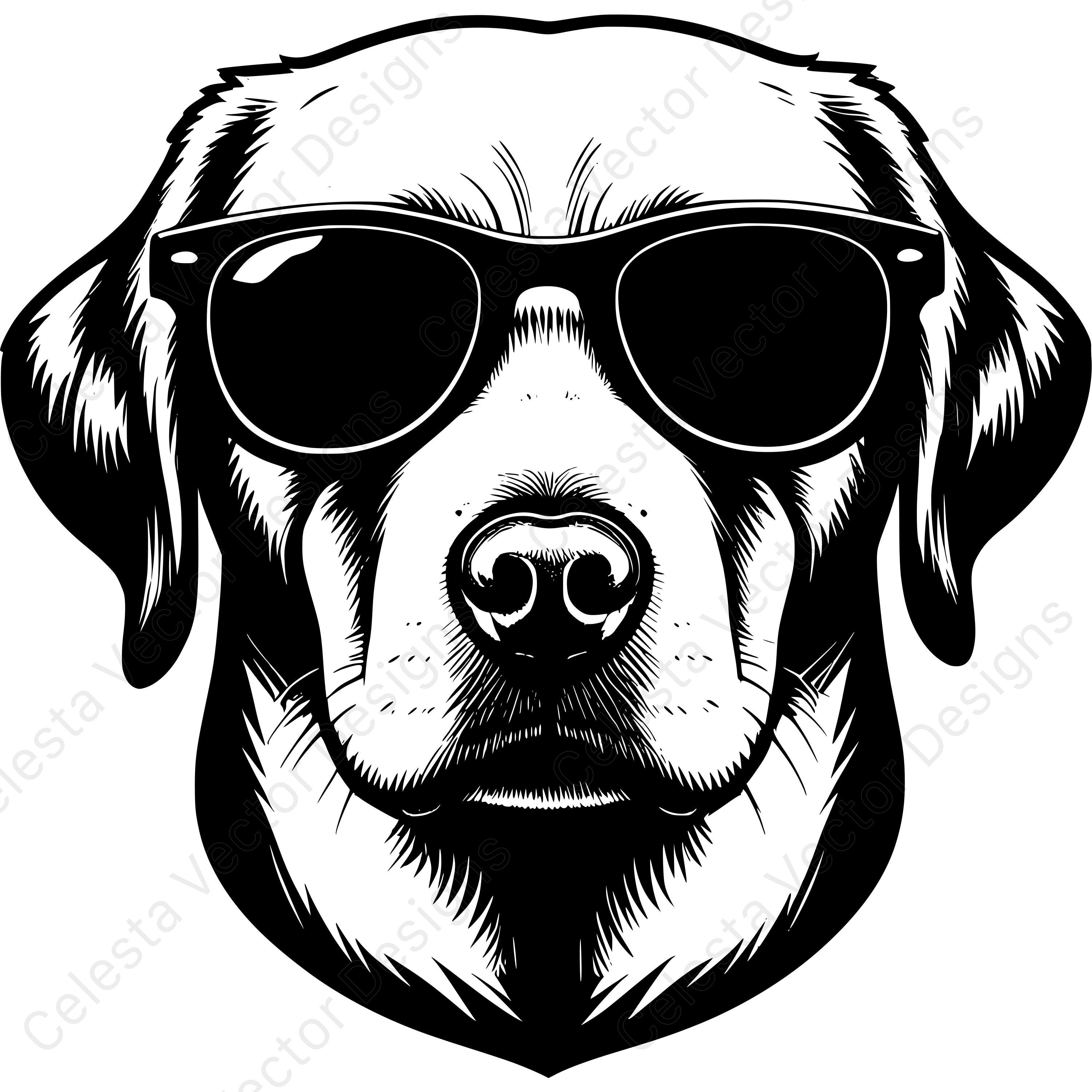 Labrador Retriever Portrait With Cool Sunglasses Vector Clipart Digital ...