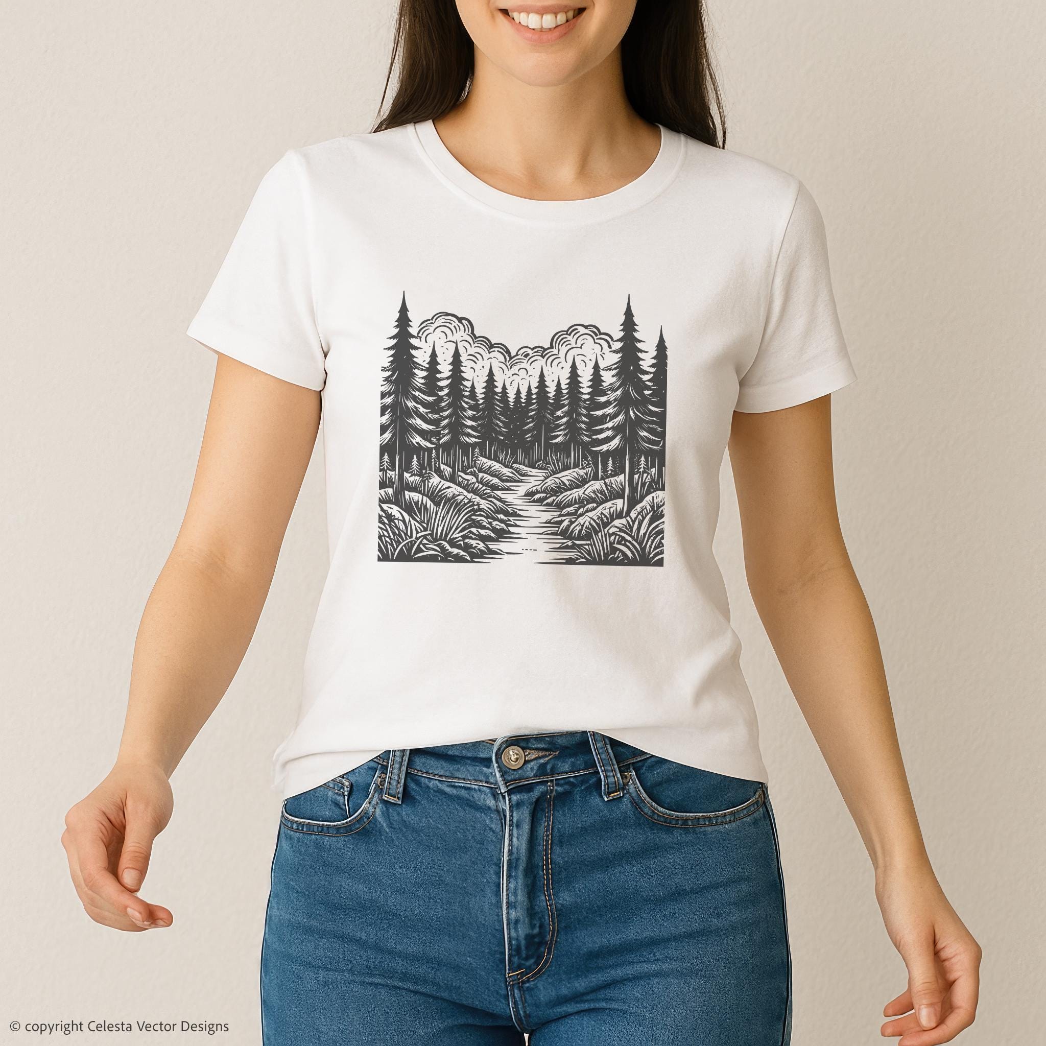 Forest Scape Vector Clipart Digital Download - 4 Images Svg Png Jpg Pdf ...