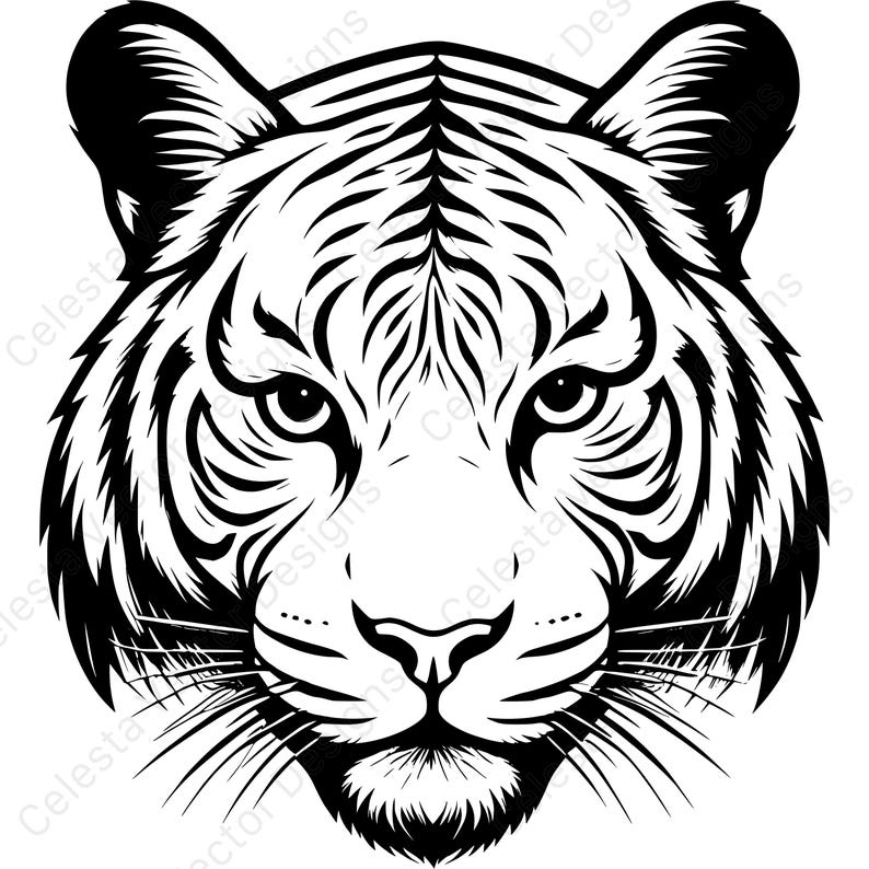 Tiger Portrait Vector Clipart - 4 Digital Download Images for Cricut ...