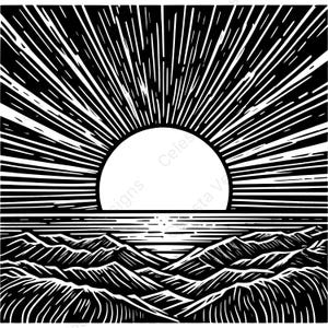 Sunrise Horizon Vector Clipart - 4 Digital Download Images for Cricut ...