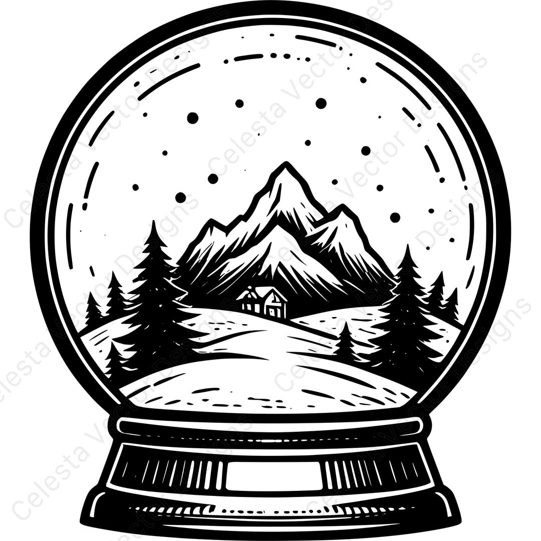 Snow Globe Vector Clipart Bundle - 4 Digital Download Images for Cricut ...