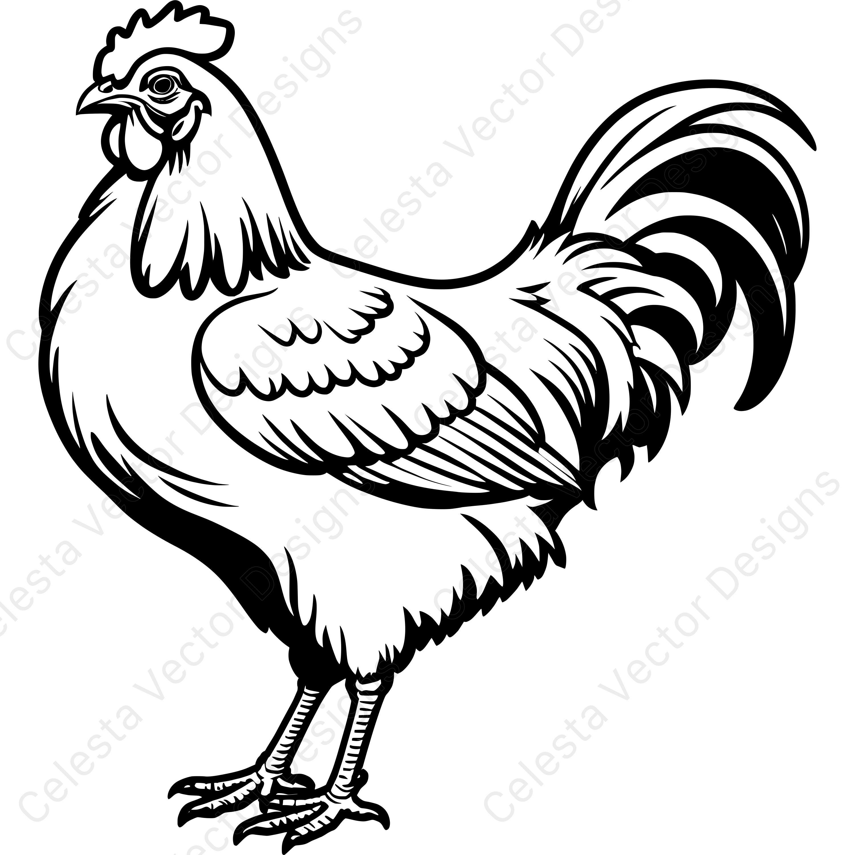 Farm Chicken Vector Clipart Set - 4 Digital Download Images for Cricut ...