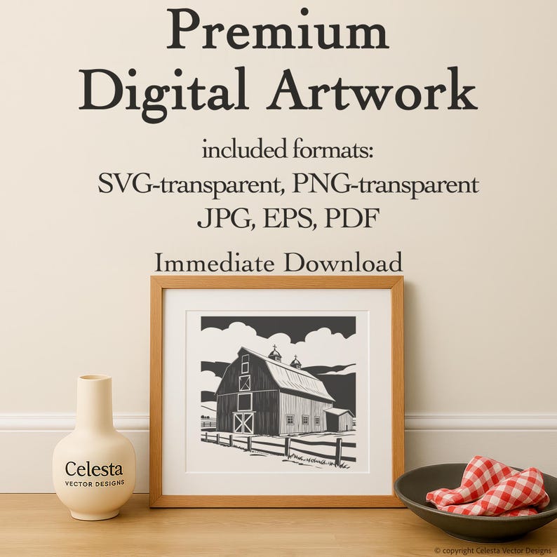 Farm Barn Vector Clipart Set - 4 Digital Download Images for Cricut and ...