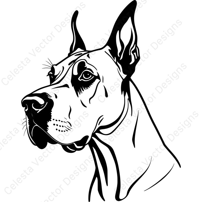 Thoughtful Great Dane Dog Vector Clipart - 4 Images Digital Download ...