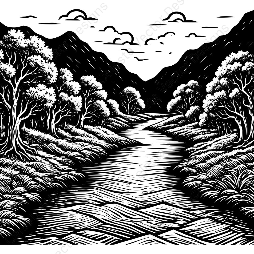 River Scape Vector Clipart Set of 4 Digital Download Svg Png Jpg Pdf ...