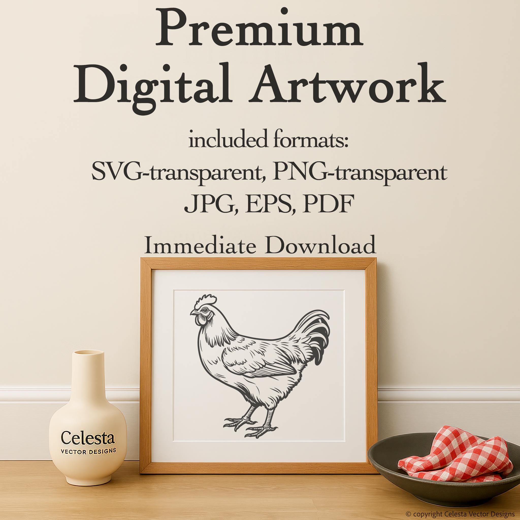Farm Chicken Vector Clipart Set - 4 Digital Download Images for Cricut ...