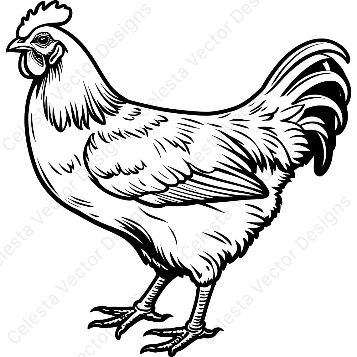 Farm Chicken Vector Clipart Set - 4 Digital Download Images for Cricut ...