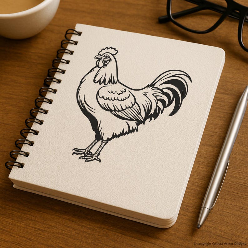 Farm Chicken Vector Clipart Set - 4 Digital Download Images for Cricut ...