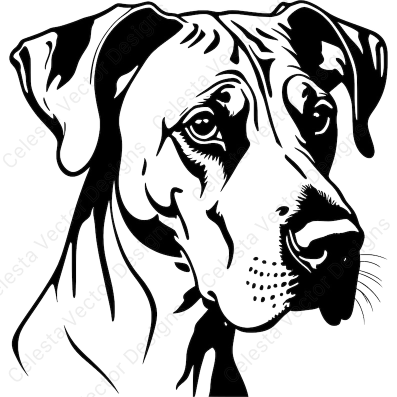Thoughtful Great Dane Dog Vector Clipart - 4 Images Digital Download ...