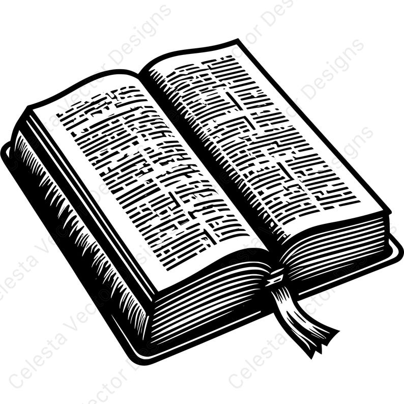 Open Bible Vector Clipart Set of 4 Images for Digital Download Svg Png ...