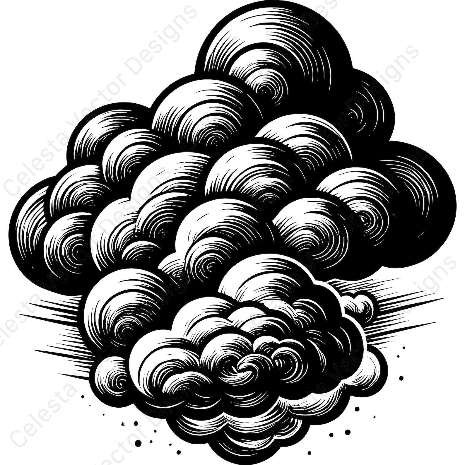 Cloud Formation Vector Clipart - 4 Digital Download Images for Cricut ...