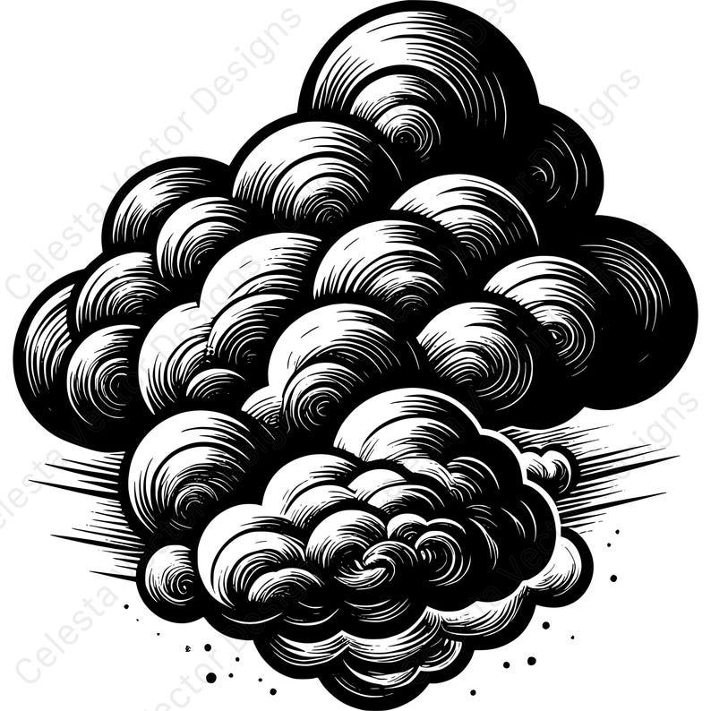 Cloud Formation Vector Clipart - 4 Digital Download Images for Cricut ...