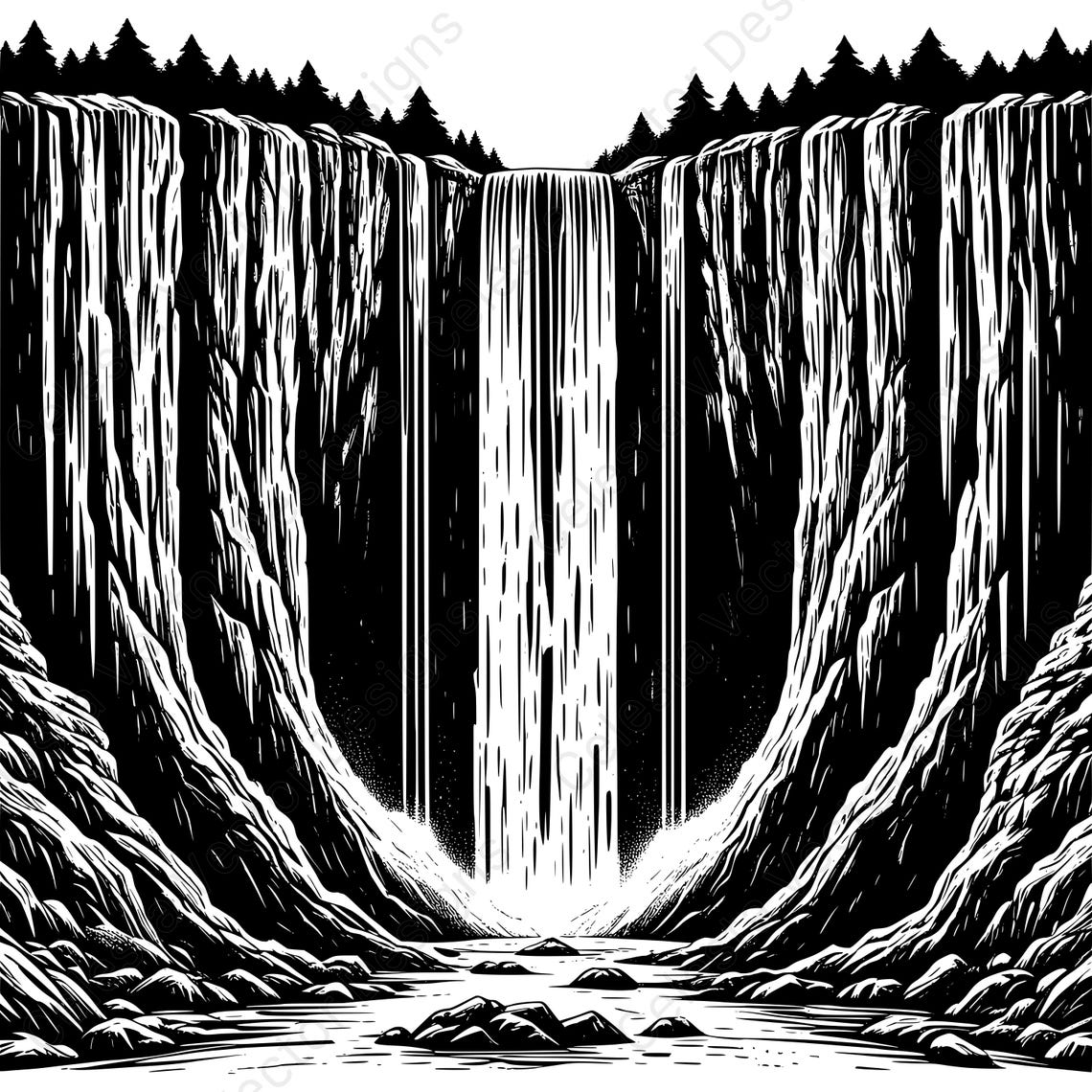 Waterfall Vector Clipart Set of 4 Images for Digital Download Svg Png ...
