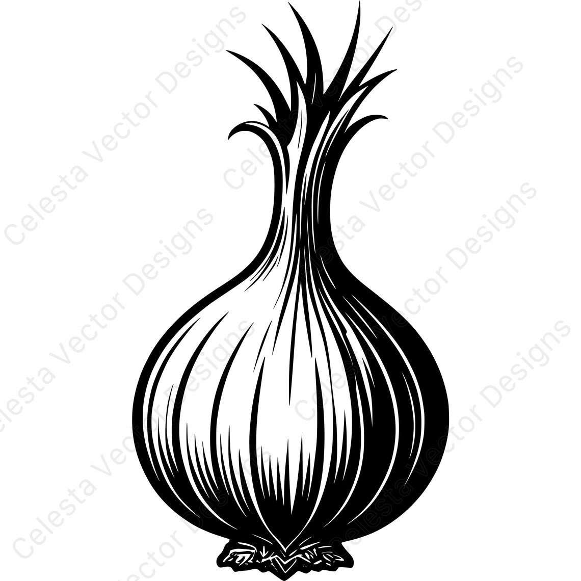 Onion Bulb Vector Clipart Set - 4 Digital Download Images for Cricut ...