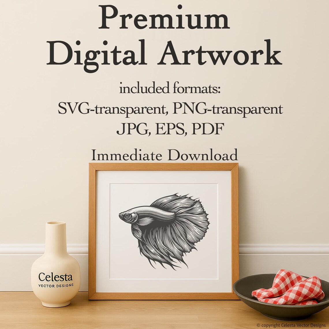Betta Fish Vector Clipart - 4 Digital Download Images for Cricut and ...