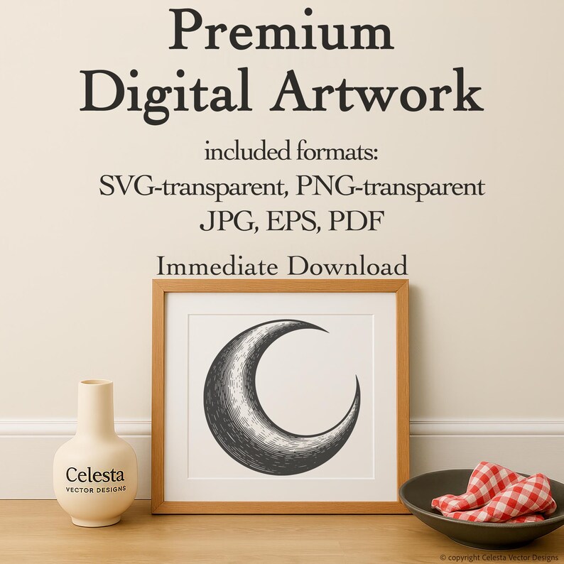 Crescent Moon Clipart Set of 4 Digital Download Svg Vector Files for ...
