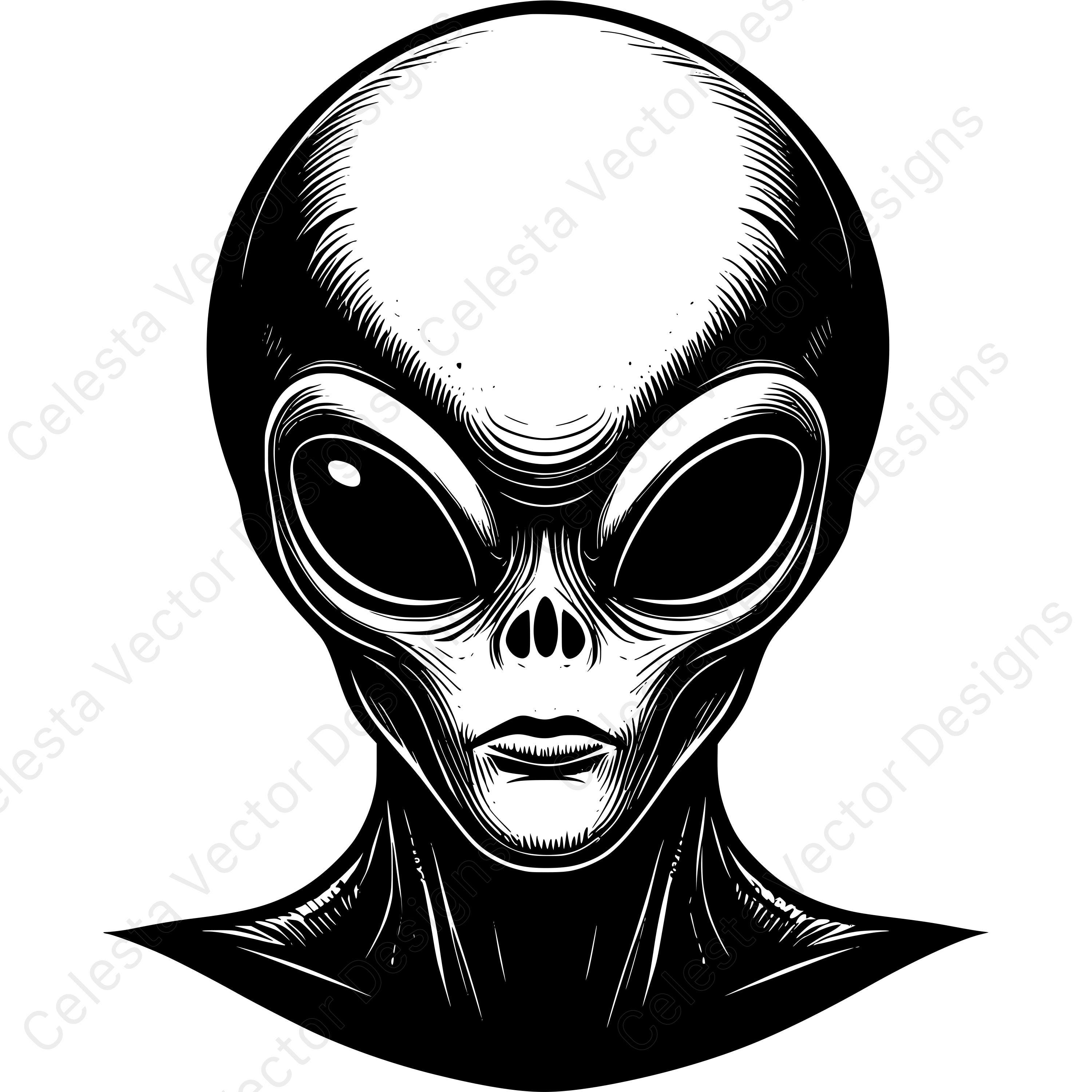 Alien Head Clipart Set of 4 Vector Images for Digital Download Svg Png ...