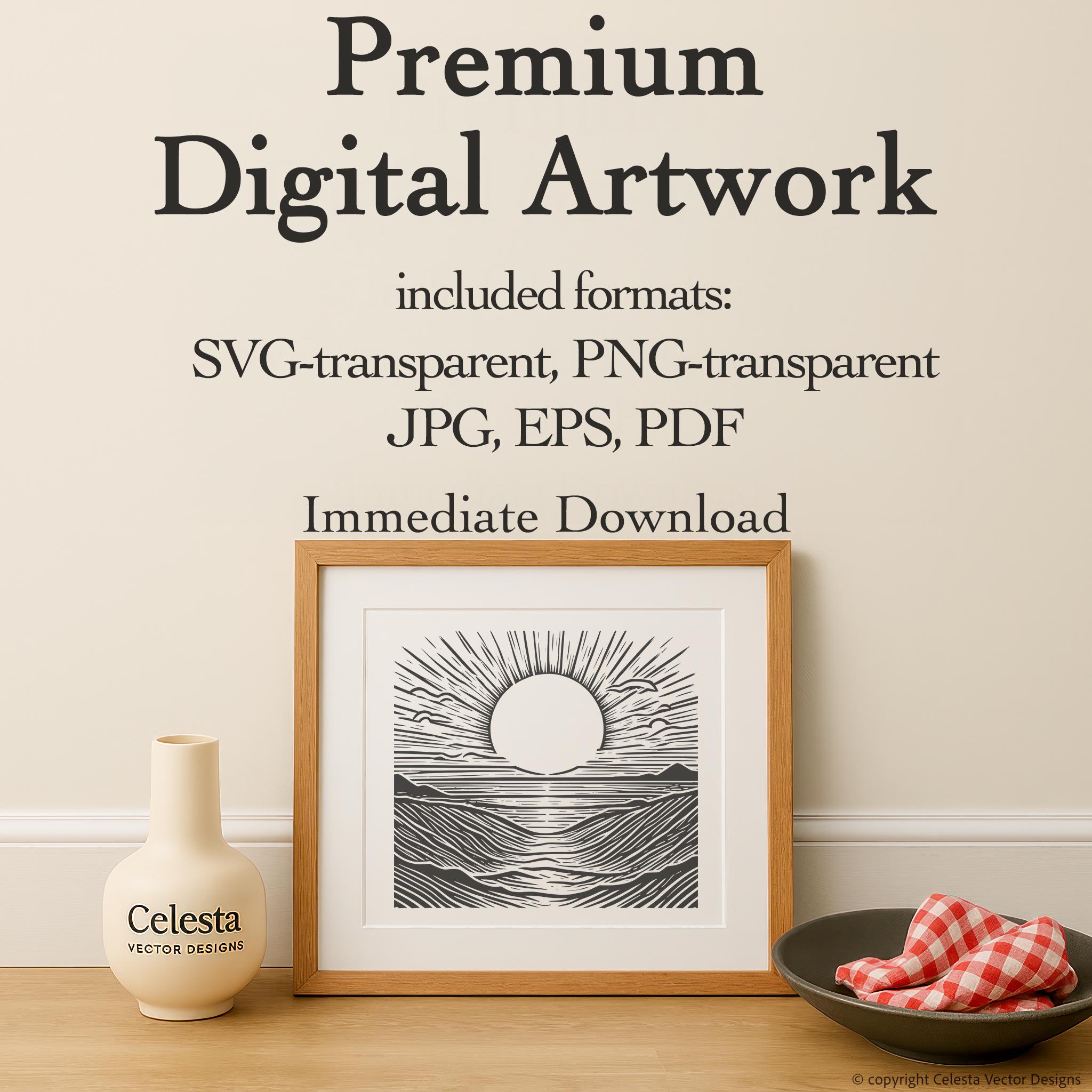 Sunrise Horizon Vector Clipart - 4 Digital Download Images for Cricut ...