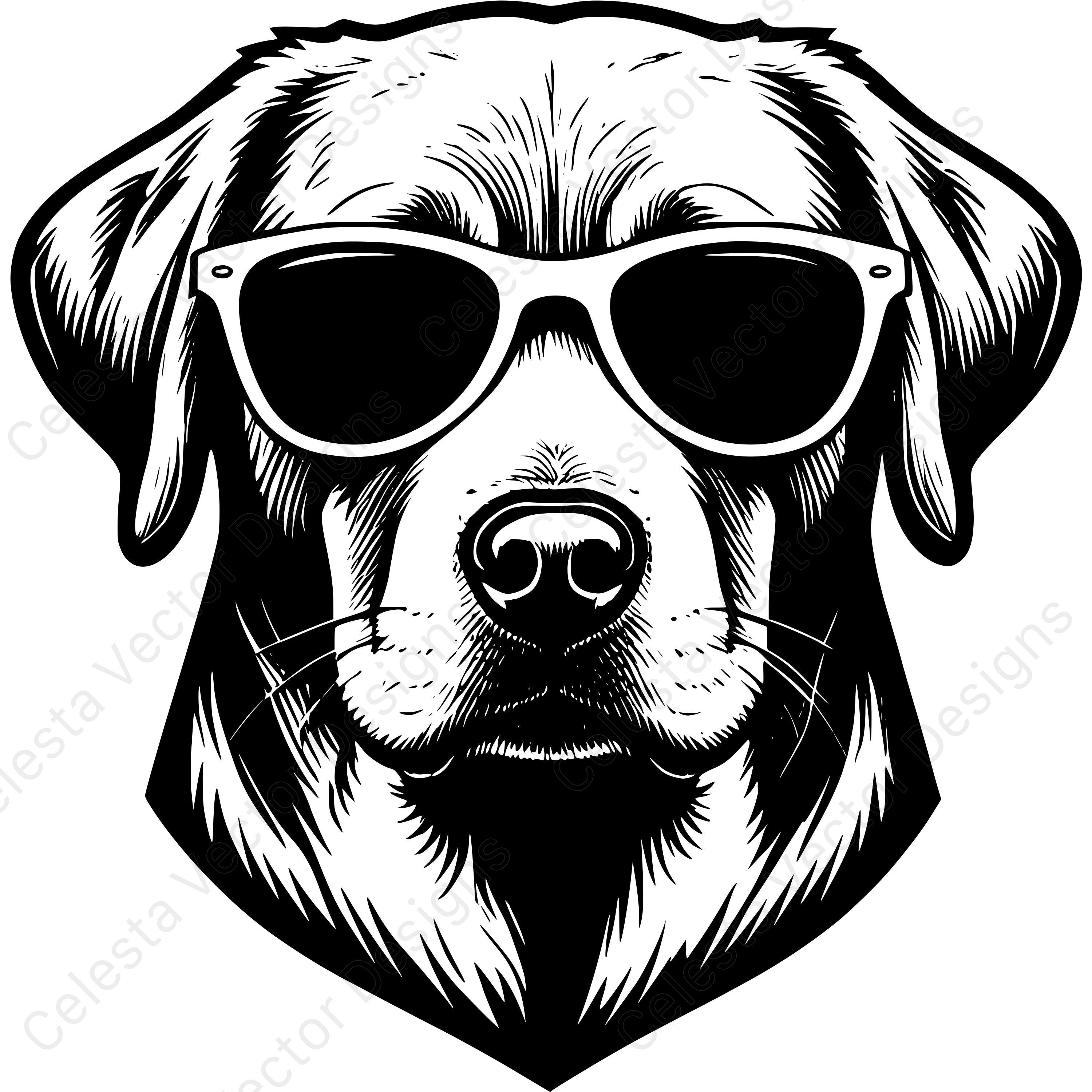 Labrador Retriever Portrait With Cool Sunglasses Vector Clipart Digital ...