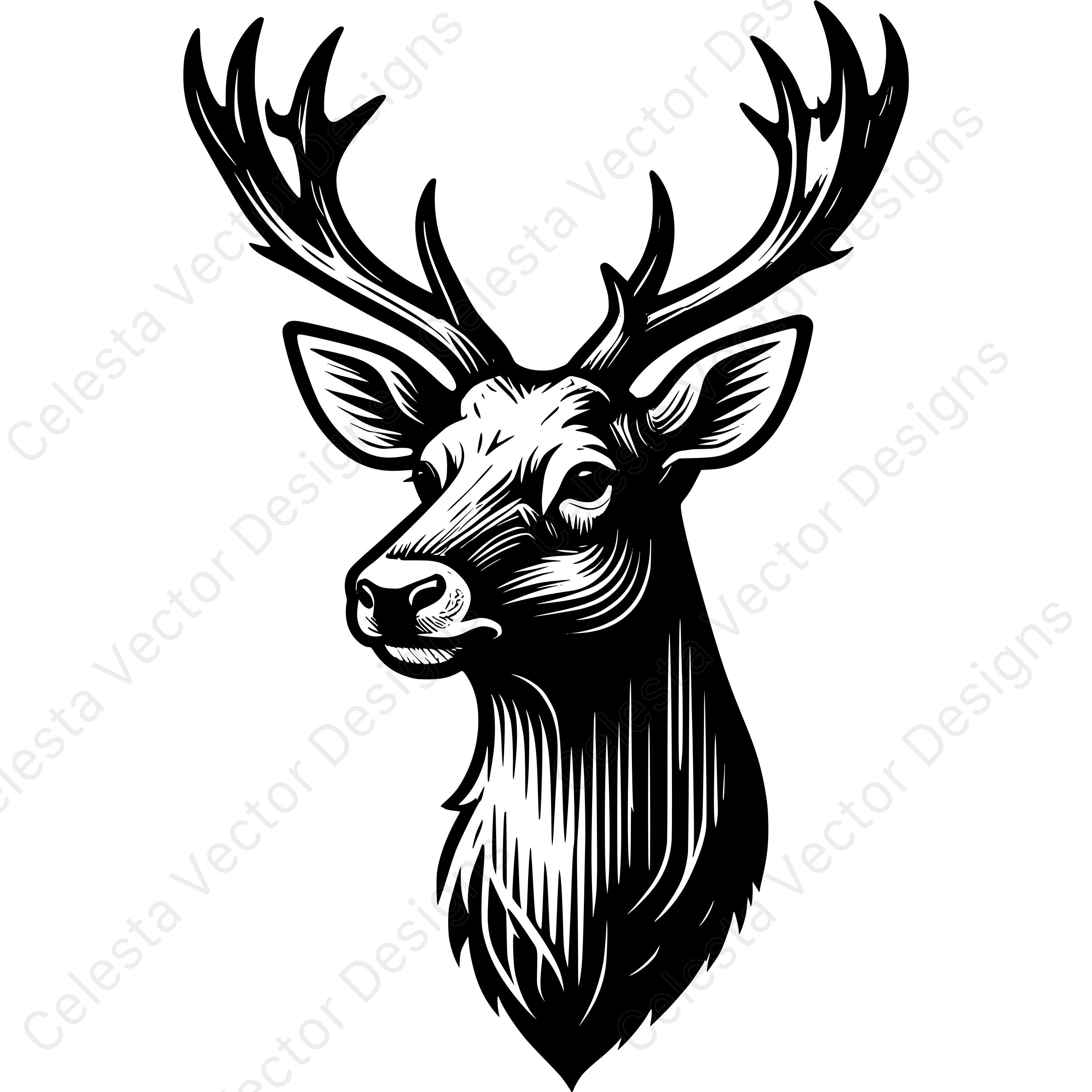 Reindeer Head Vector Clipart Set of 4 Digital Download Svg Png Jpg Pdf ...