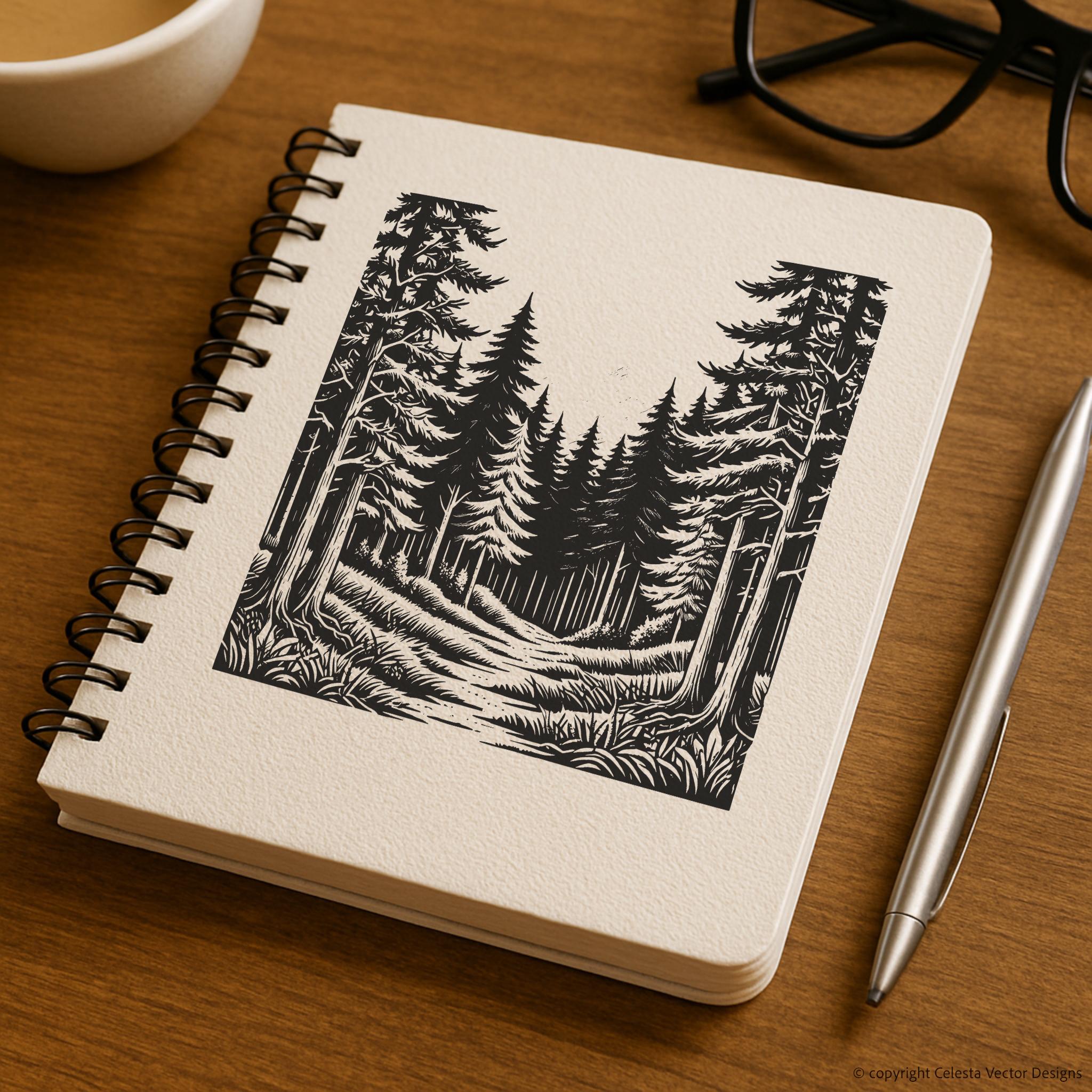 Forest Scape Vector Clipart Digital Download - 4 Images Svg Png Jpg Pdf ...