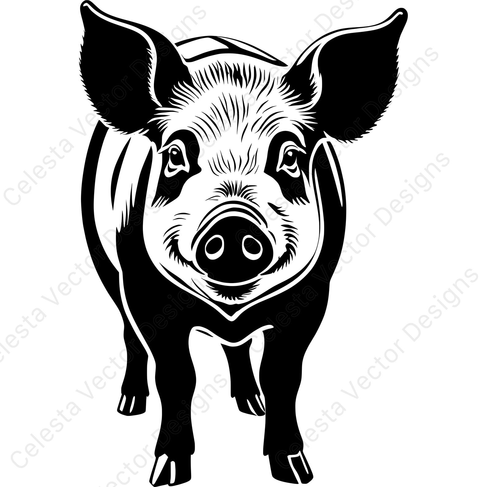 Farm Pig Vector Clipart Digital Download - 4 Svg Png Jpg Pdf Eps Files ...