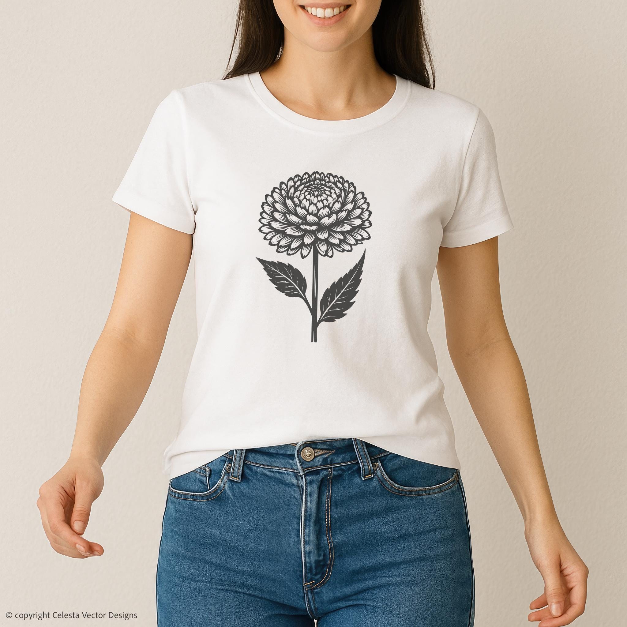 Chrysanthemum Flower Vector Clipart – 4 Digital Download Images for ...