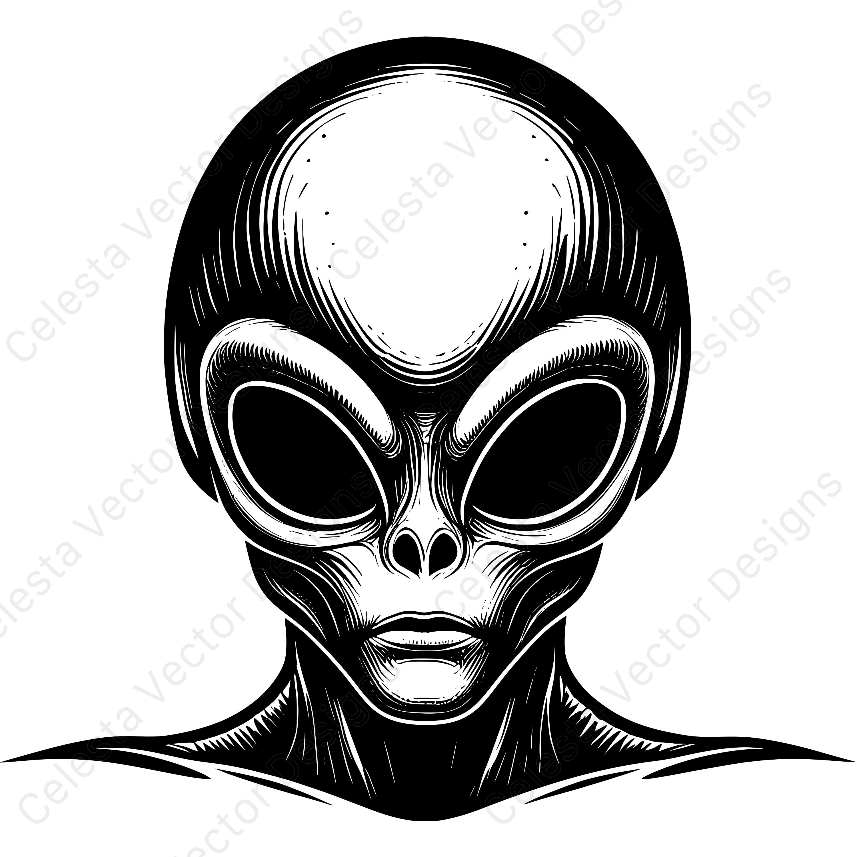 Alien Head Clipart Set of 4 Vector Images for Digital Download Svg Png ...