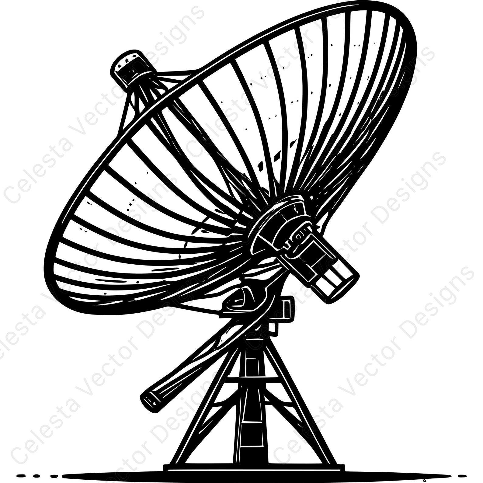Satellite Dish Vector Clipart Digital Download - 4 Images Svg Png Jpg ...