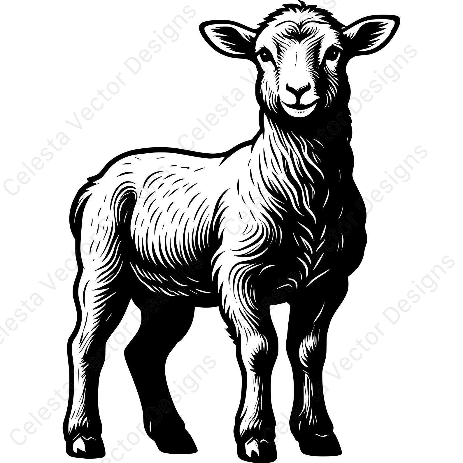 Lamb Portrait Clipart Set, 4 Vector Images for Digital Download, Svg ...
