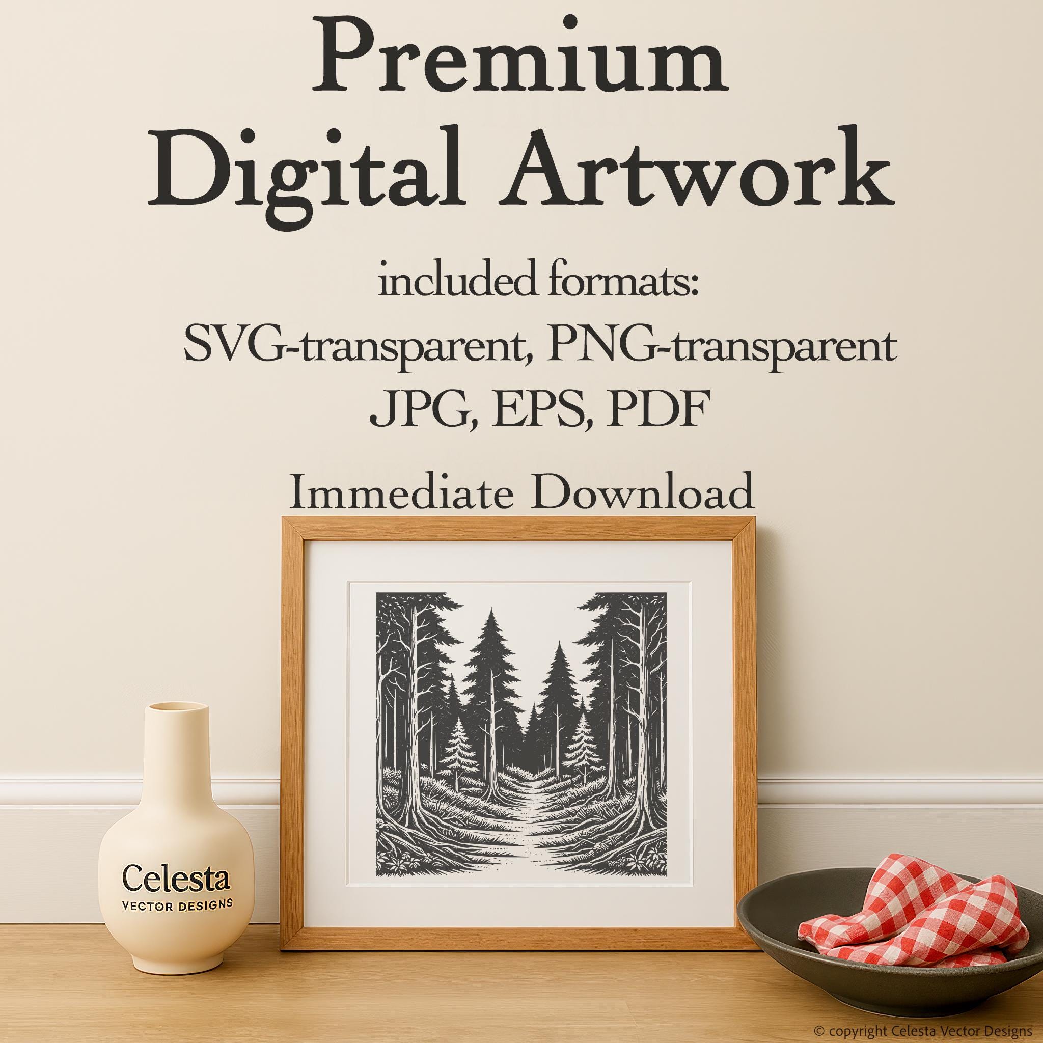 Forest Scape Vector Clipart Digital Download - 4 Images Svg Png Jpg Pdf ...